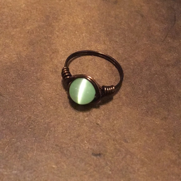 Handmade | Jewelry | Handmade Mint Green Cats Eye Wire Wrapped Ring ...